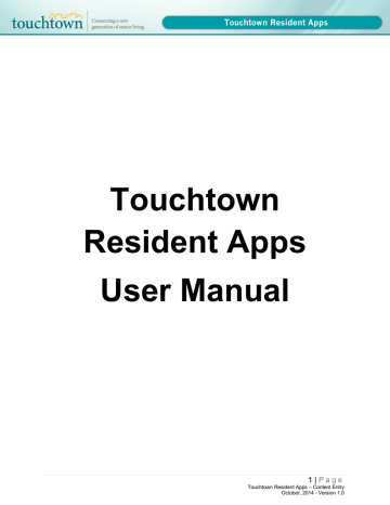 Touchtown Resident Apps User Manual | Manualzz