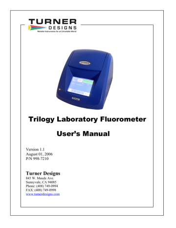 Turner Designs Trilogy User manual | Manualzz