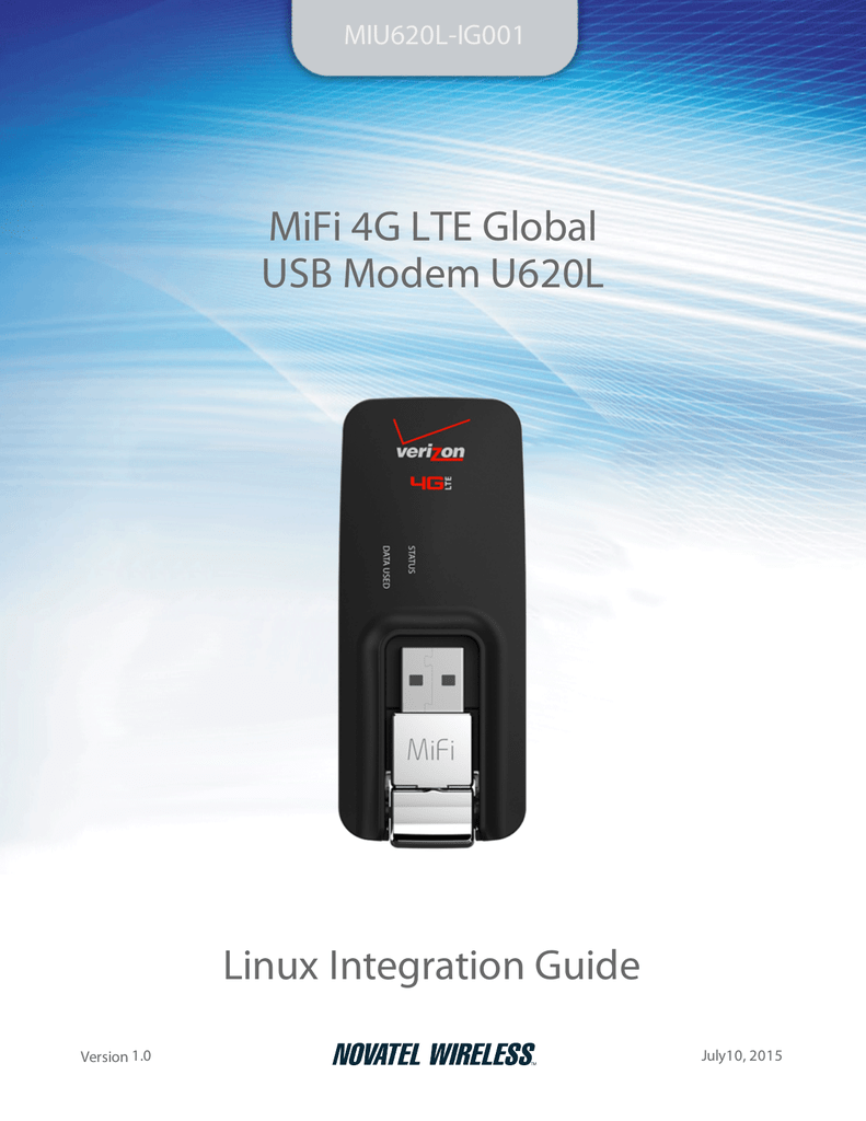 Verizon MiFi 4G LTE Global USB Modem U620L Integration Guide | Manualzz