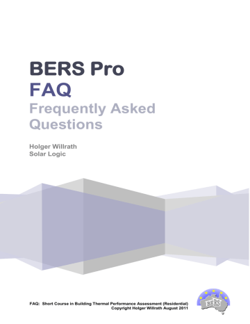 BERS Pro FAQ - Building Thermal Performance Assessment | Manualzz