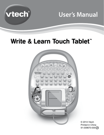 VTech Write & Learn Touch Tablet User manual | Manualzz