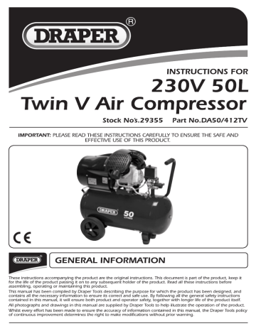 Draper 50L Air Compressor Instructions | Manualzz