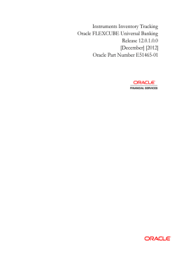 Oracle Oracle FLEXCUBE Universal Banking - User manual, User Guide