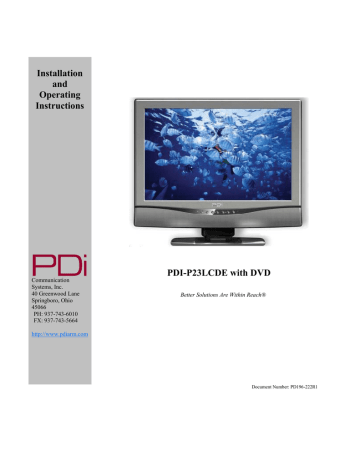 PDi PDI-P23LCD-E Installation Instructions | Manualzz