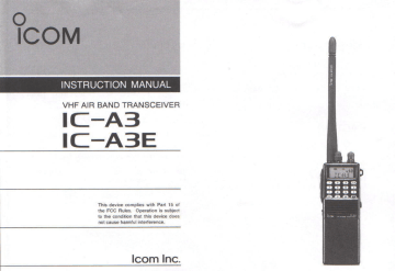 IC-A3, IC-A3E instruction manual | Manualzz