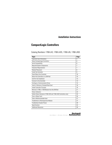 Rockwell Automation CompactLogix Series Installation Instructions ...