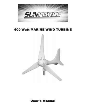 Sunforce Marine Wind Turbine 600 Watt User's Manual | Manualzz