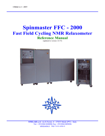 Stelar FFC 2000 NMR Relaxometer Reference Manual | Manualzz