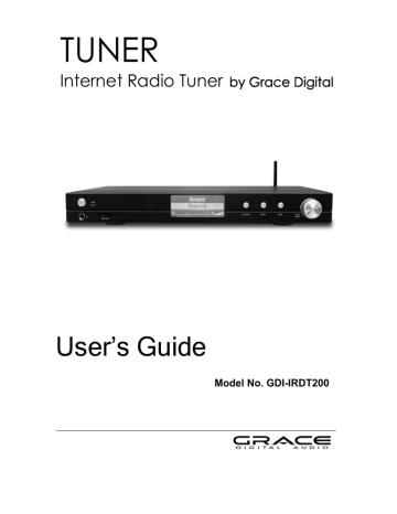 Grace Digital GDI-IRDT200 internet radio tuner User's Guide | Manualzz