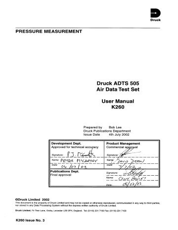 Druck ADTS 505 User Manual | Manualzz