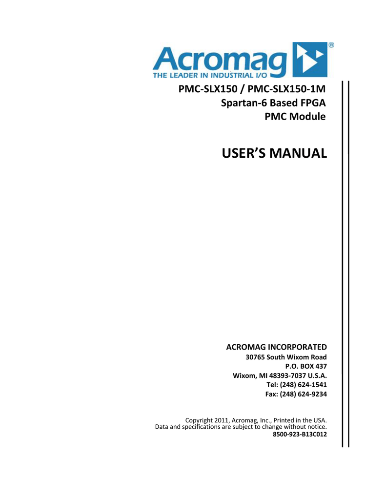 Acromag PMC-SLX User Manual | Manualzz