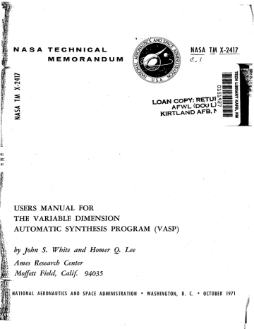 Automatic Synthesis Program Variable Dimension VASP Manual | Manualzz