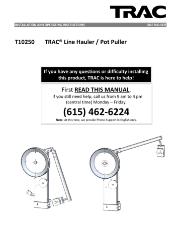 TRAC T10250 Line Hauler / Pot Puller - User Manual | Manualzz