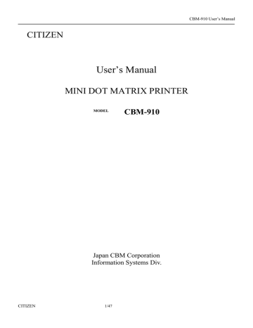 CITIZEN CBM-910 User’s Manual | Manualzz
