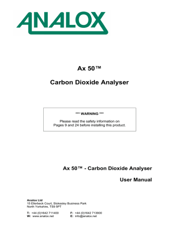 Analox Ax 50 Carbon Dioxide Analyser User Manual | Manualzz