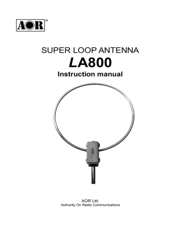 Super Loop Antenna LA800 Instruction Manual | Manualzz
