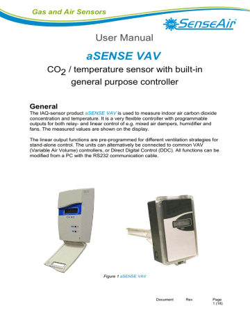 CO2 / temperature sensor aSENSE VAV User Manual | Manualzz
