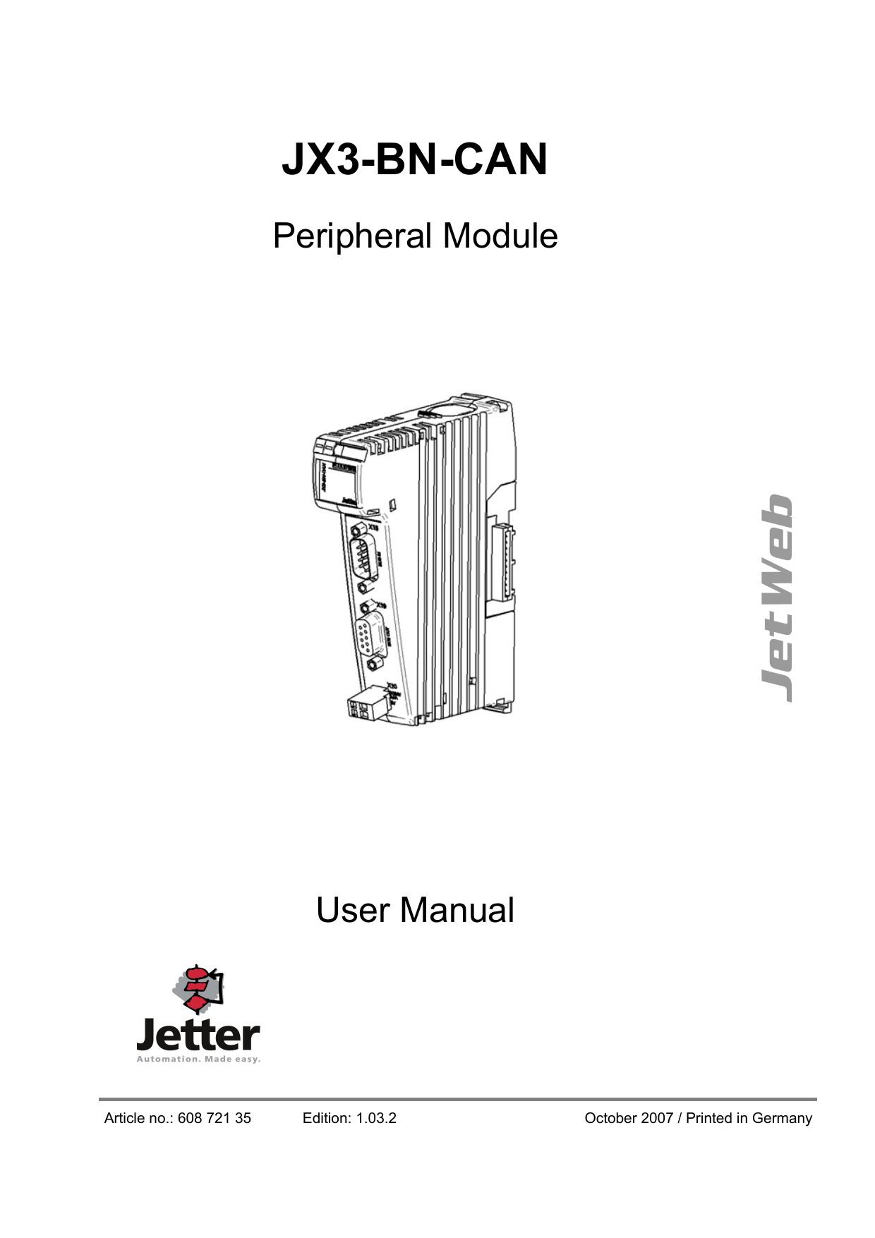 Jetter JX3-BN-CAN User manual | Manualzz