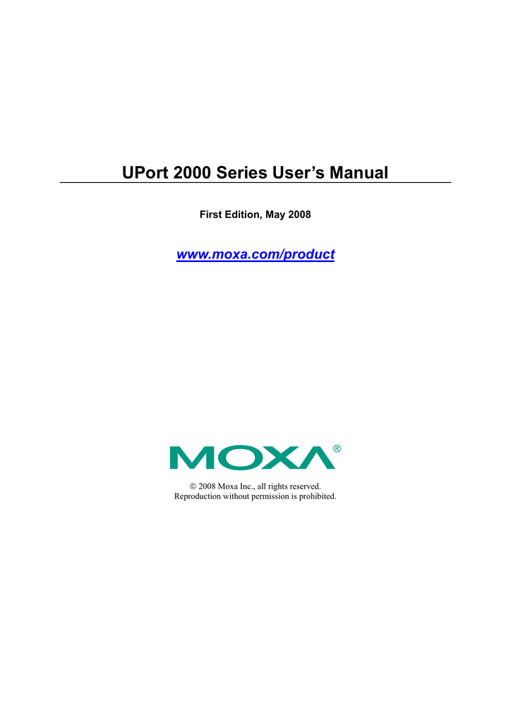 Moxa Technologies UPORT 2210 User manual | Manualzz