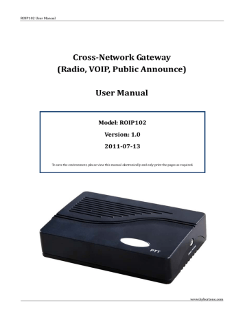 ROIP 102 User Manual - Hybertone | Manualzz