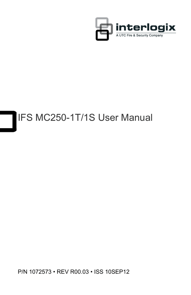 Interlogix IFS MC250-1T/1S User manual | Manualzz