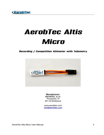 Altis Micro User Manual - AerobTec | Manualzz