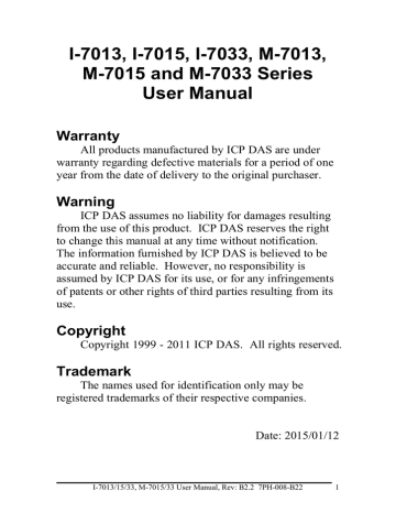 ICP DAS USA I-7013 - RTD Input Module User manual | Manualzz