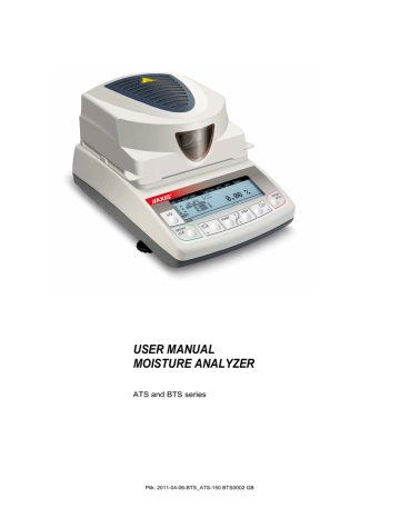AXIS Moisture Analyzer ATS and BTS User Manual | Manualzz