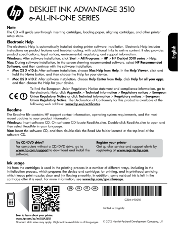 HP Deskjet Ink Advantage 3510 User Manual | Manualzz