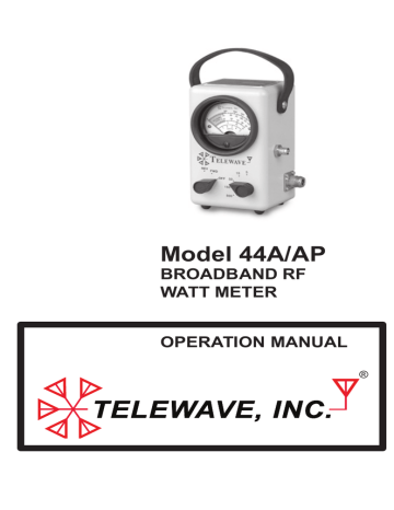 Telewave Model 44A/AP RF Wattmeter Operation Manual | Manualzz
