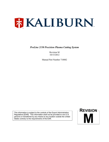 Kaliburn ProLine 2150 Plasma Cutting System User’s Manual | Manualzz