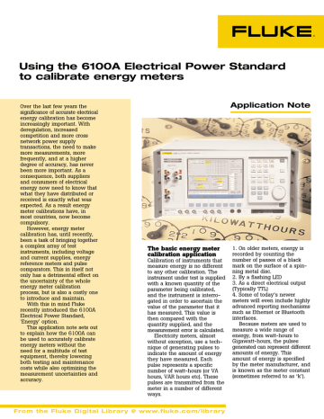 Fluke 6100A Electrical Power Standard Application Note | Manualzz