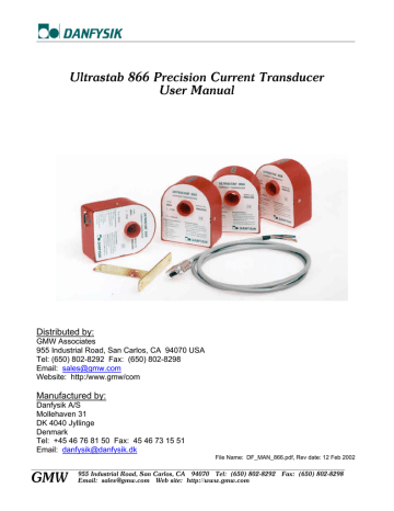 Ultrastab 866 Precision Current Transducer User Manual | Manualzz