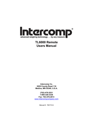 Intercomp TL6000 Remote Users Manual | Manualzz