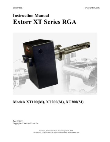 Extorr XT Series RGA Instruction Manual | Manualzz