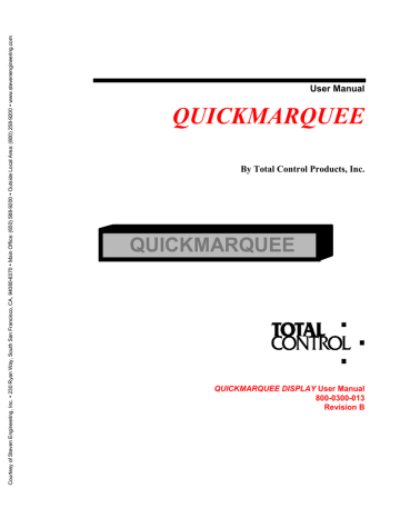 QUICKMARQUEE QM1104ROA, QM1204ROA, QM2204ROA, QM4204ROA, QM1104COA ...