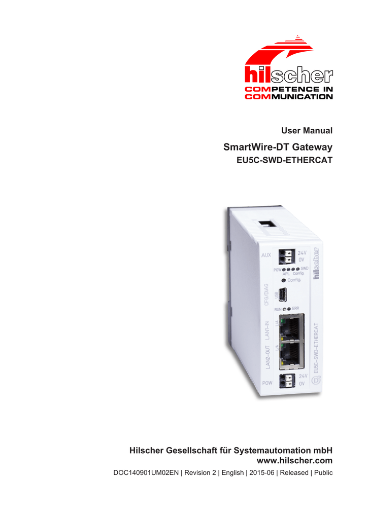 Hilscher EU5C-SWD-ETHERCAT Gateway EtherCAT-Slave to SmartWire-DT Instruction | Manualzz