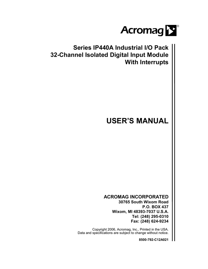 Acromag IP440A User Manual | Manualzz