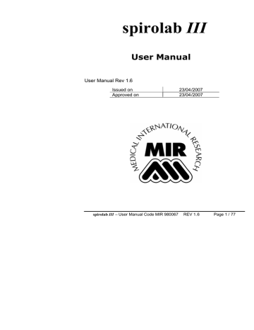 Spirolab III User Manual | Manualzz