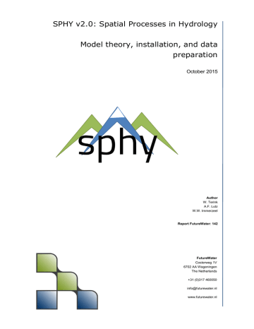 Hydrological model SPHY v2.0 User manual | Manualzz