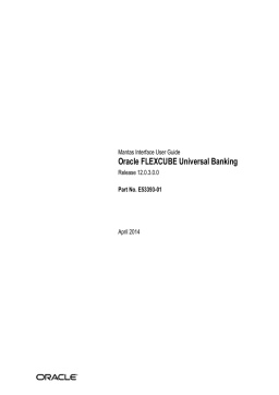 Oracle FLEXCUBE Universal Banking - User Guide, User manual, Manual