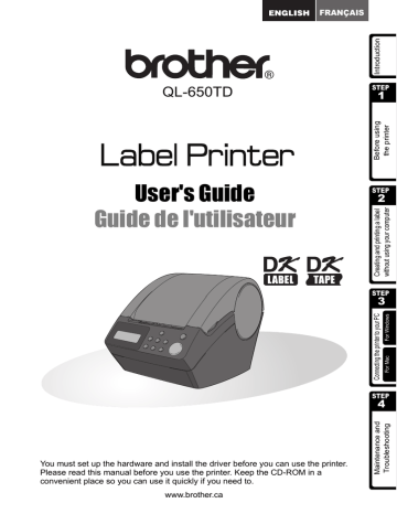 Brother QL-650TD Label Printer User's Guide | Manualzz
