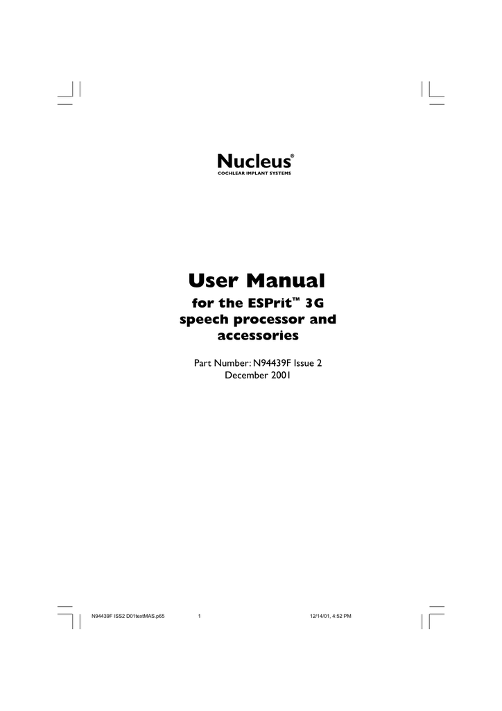 Nucleus ESPrit 3G User manual | Manualzz