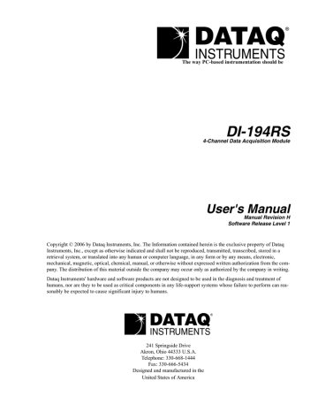 Dataq Instruments DI-194RS User manual | Manualzz