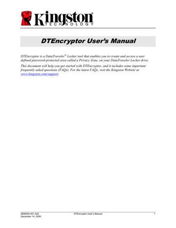 Kingston DataTraveler Locker User’s Manual | Manualzz