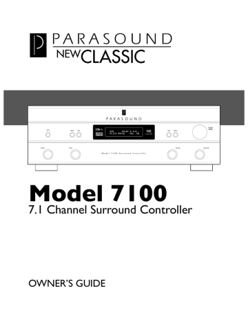 Parasound Surround Controller 7100 Owner's Guide | Manualzz
