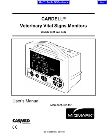 CARDELL® Veterinary Vital Signs Monitors | Manualzz