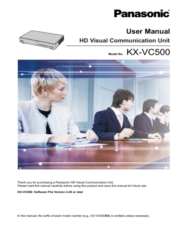HD Visual Communication Unit KX-VC KX-VC500 User Manual | Manualzz