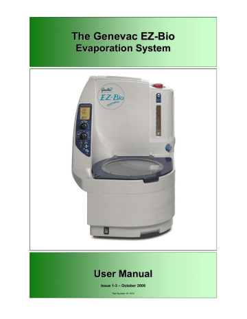 Genevac EZ-Bio Evaporation System User Manual | Manualzz