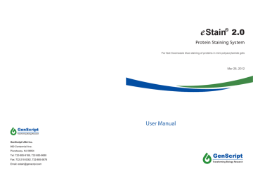 Protein Staining System eStain 2.0 User Manual | Manualzz